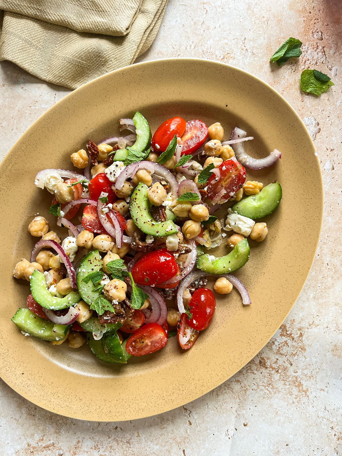 Chickpea, Feta & Mint Greek Salad - aveggiefeast